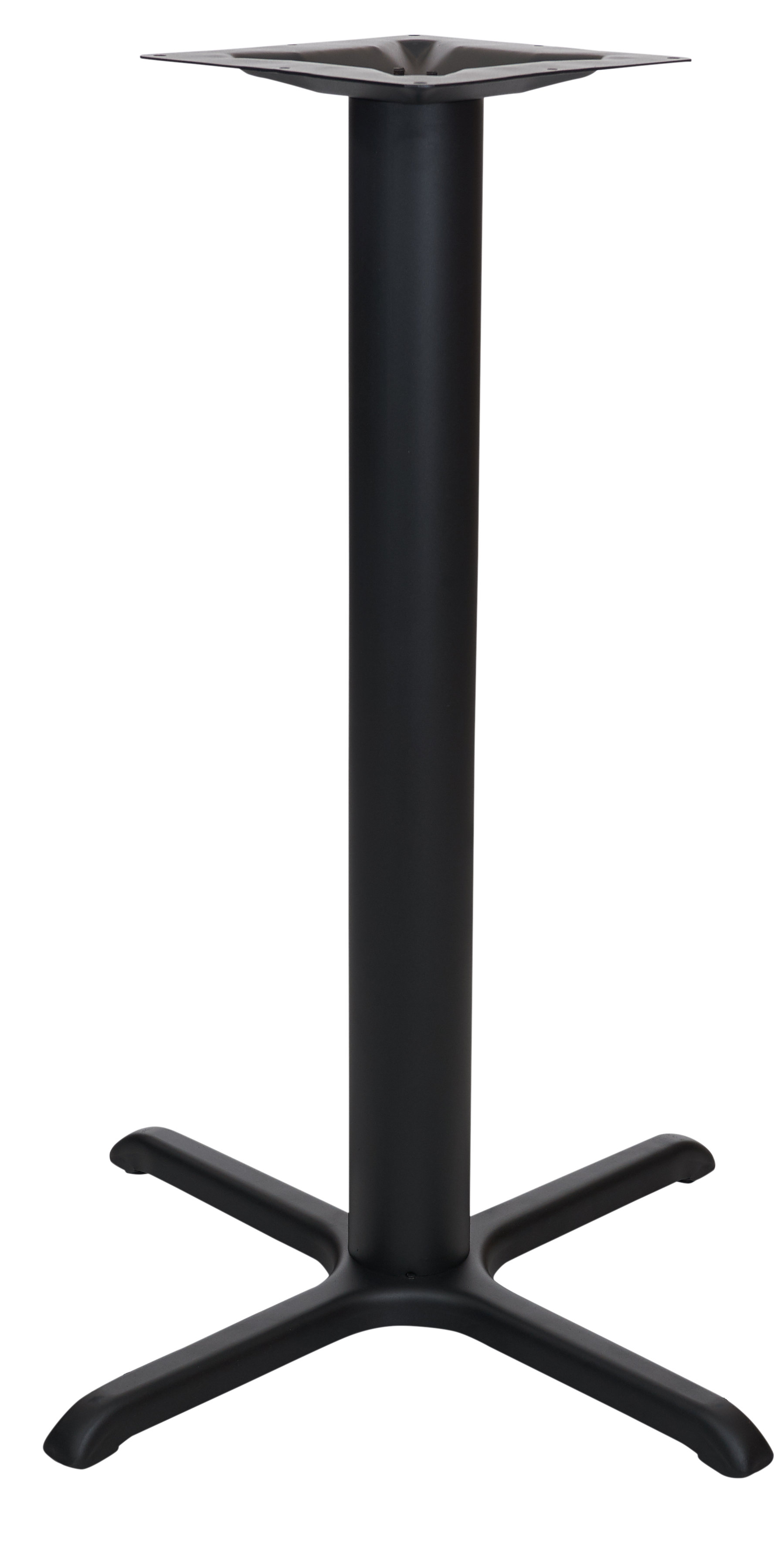 BFM Seating STB Black 30x30" Cross Indoor Bar Height Table Base 4" Column Bolt-On Plate ...